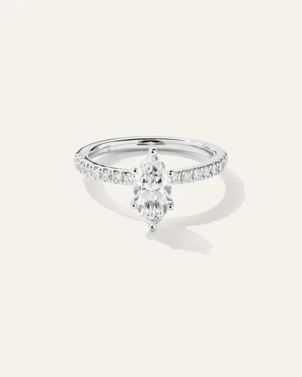 Quince Lab Grown Diamond Marquise Petite Pave Engagement Ring - Platinum