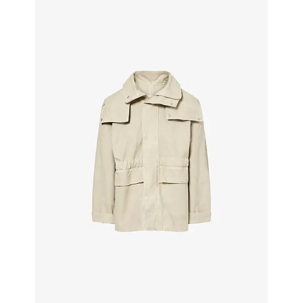 Victoria Beckham Utility Hooded Cotton Jacket - Stone Grey