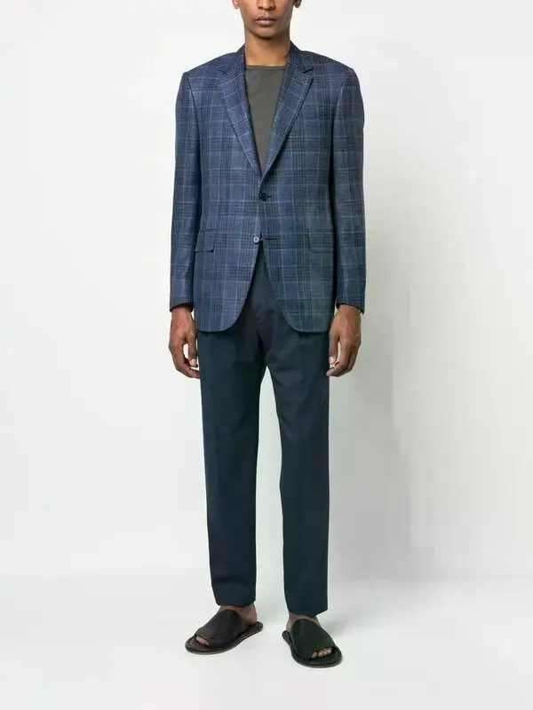 Canali Single-breasted Plaid Blazer - Blue