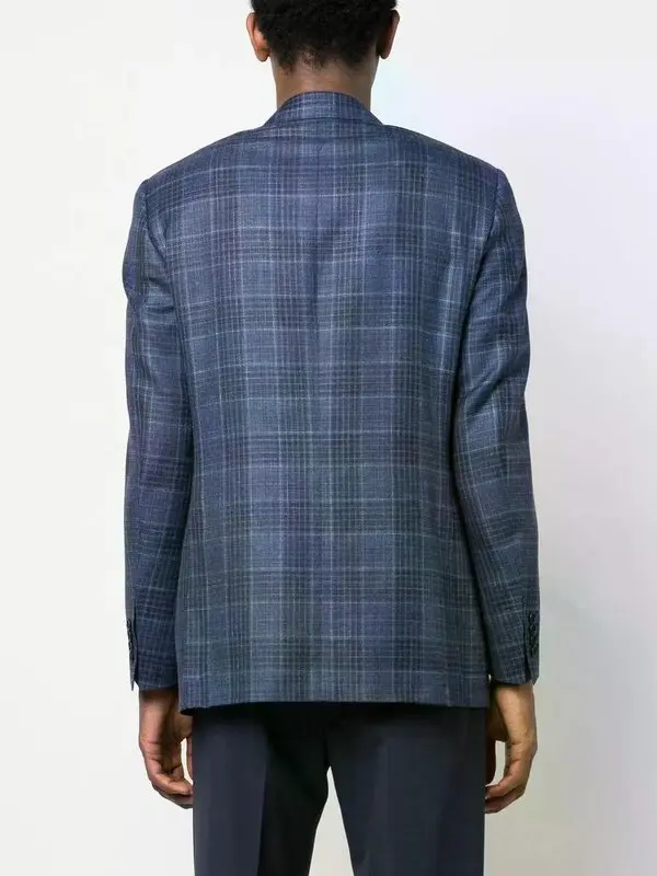 Canali Single-breasted Plaid Blazer - Blue