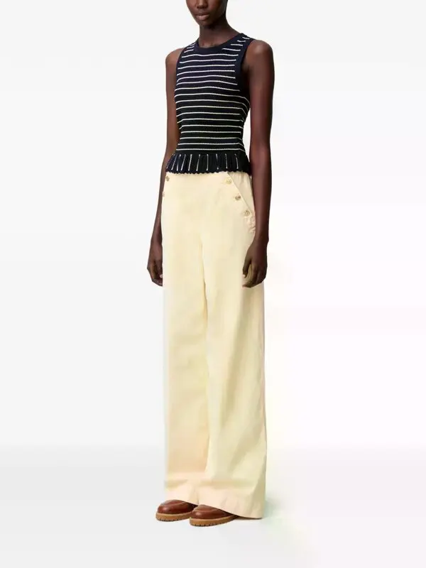 Claudie Pierlot Sailor-style Buttoned Wide-leg Jeans - Neutrals