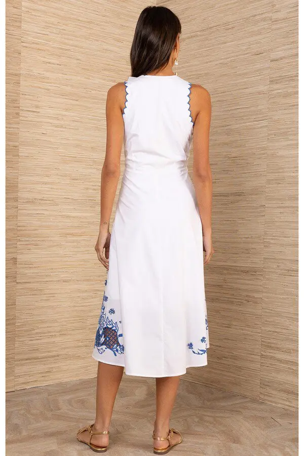 Hale Bob Bethia Embroidered Midi Dress - Blue