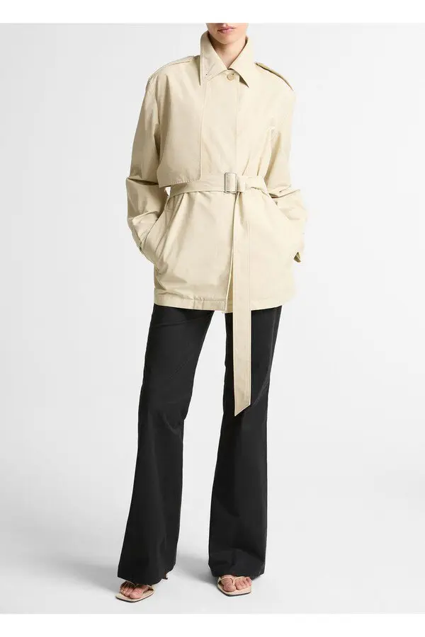 Vince Cotton-blend Short Trench Coat - Natural