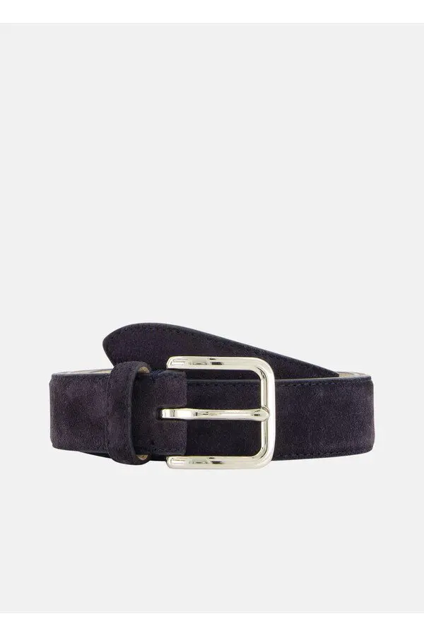 Vince Alex 30mm Stitched Suede Belt - Blue