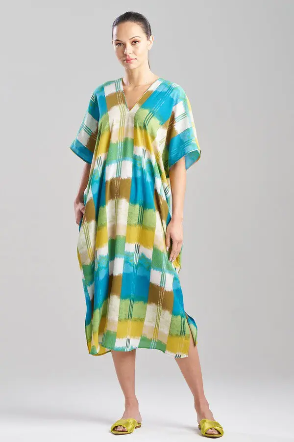 Natori Sunset Crinkle Caftan - Green