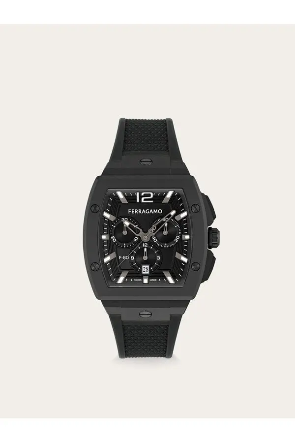 FERRAGAMO F-80 Tonneau Chronograph Watch - Black