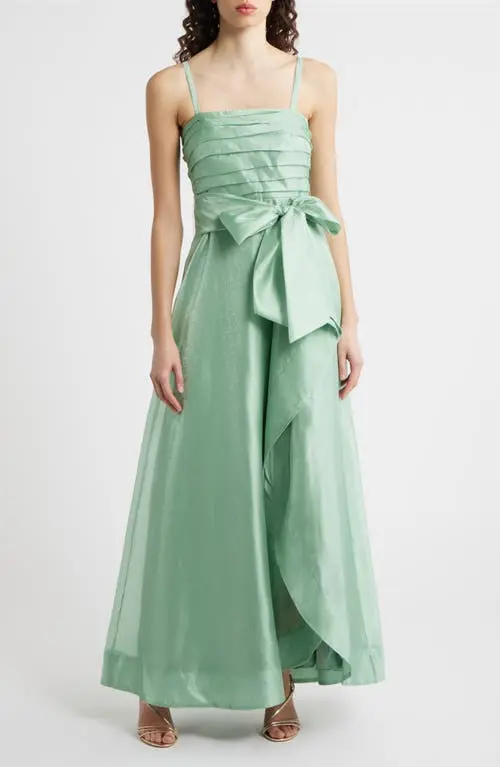 TAHARI ASL Pleated Bodice Organza Gown - Sage