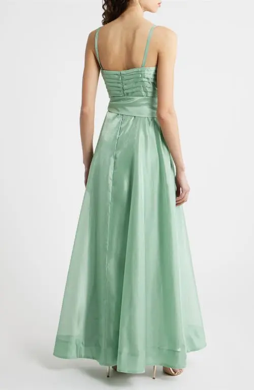 TAHARI ASL Pleated Bodice Organza Gown