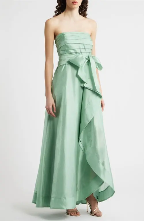 TAHARI ASL Pleated Bodice Organza Gown
