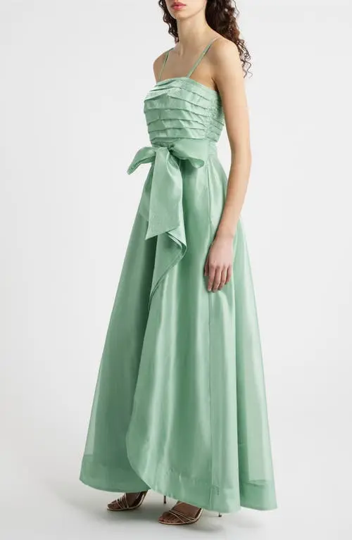 TAHARI ASL Pleated Bodice Organza Gown
