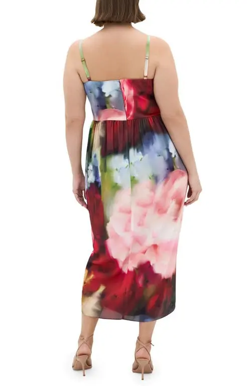 City Chic Pleated Floral Midi Dress