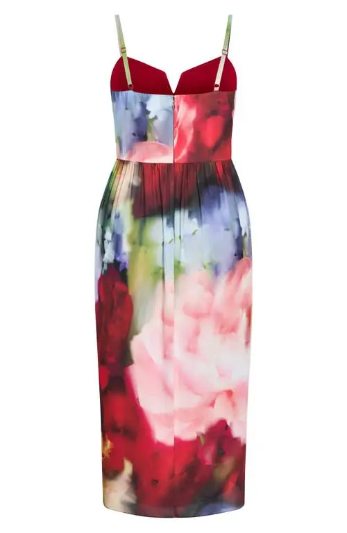 City Chic Pleated Floral Midi Dress