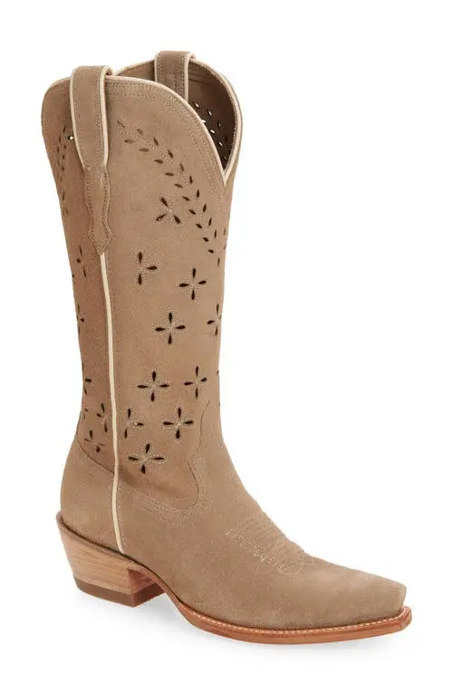Tecovas The Annie Eyelet Suede Western Boot - Taupe