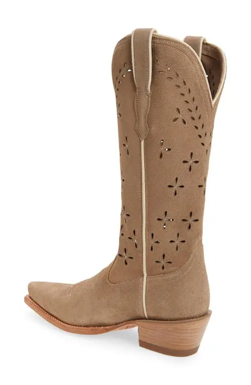 Tecovas The Annie Eyelet Suede Western Boot - Taupe