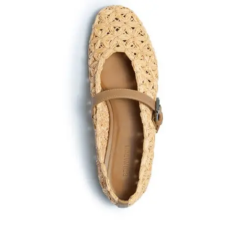 Bernardo Borden Raffia Mary Jane Flat - Light Natural