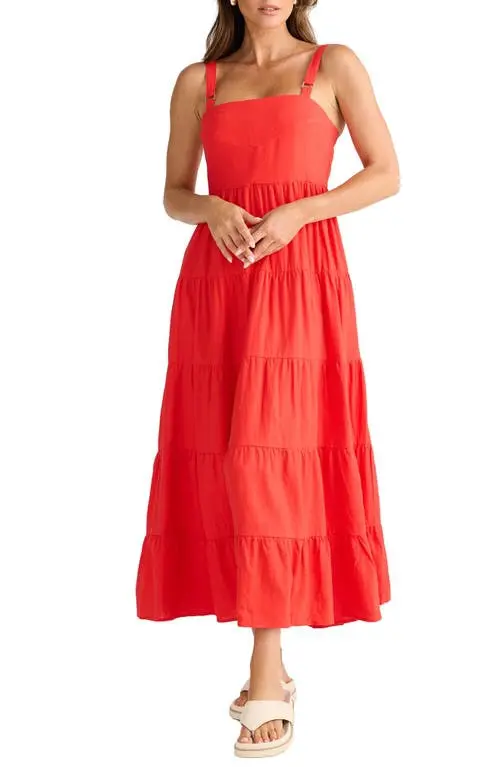 BRAVE+TRUE Gelato Tiered Fit & Flare Maxi Dress - Poppy Red