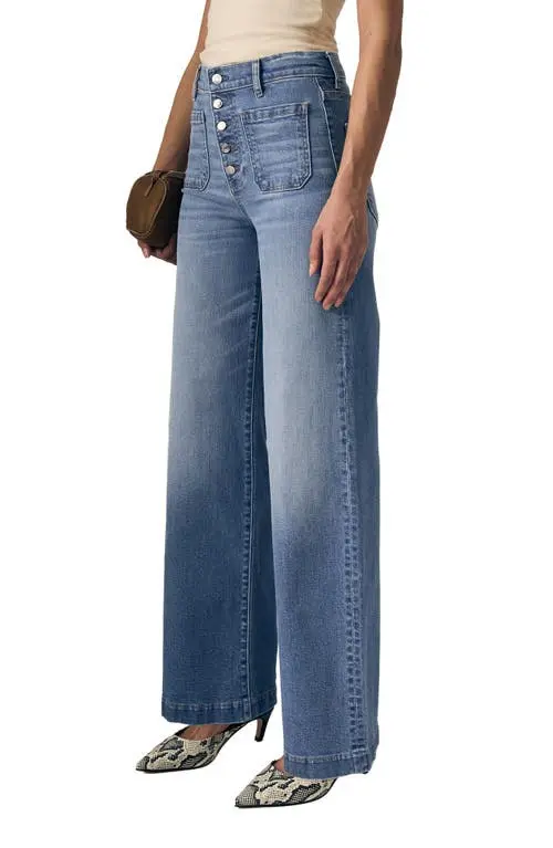 LE JEAN Georgia Patch Pocket Wide-leg Jeans