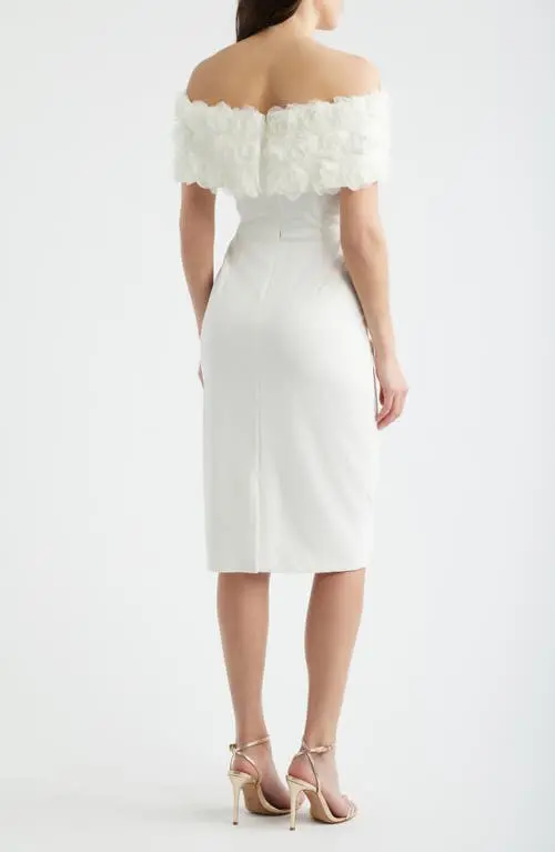 off the shoulder scuba crepe cocktail dress Off the Shoulder Scuba Crepe Cocktail Dress