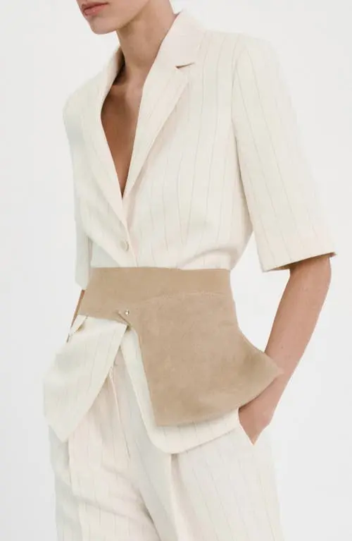 Mango Argelia Belted Short Sleeve Blazer - Ecru