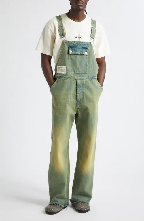 SONG FOR THE MUTE X Birkenstock Artist Distressed Denim Overalls - Blue Dirty Wash