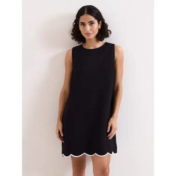 PHASE EIGHT Marta Scalloped Hem Shift Dress - Black