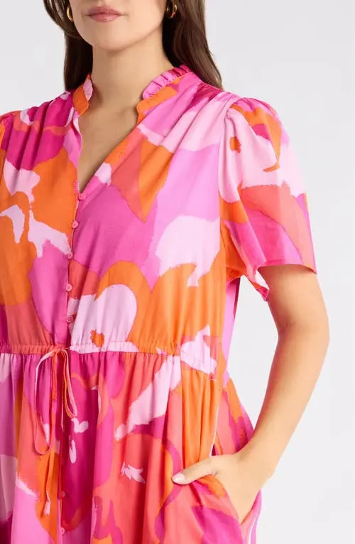 SUGARLIPS Floral Button-up Mini Dress