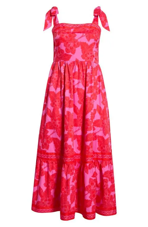 SUGARLIPS Floral Smocked Maxi Dress - Fuchsia-red