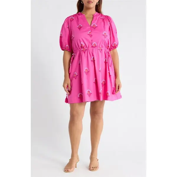 SUGARLIPS Scarlett Floral Hesper Minidress - Fuchsia-pinks