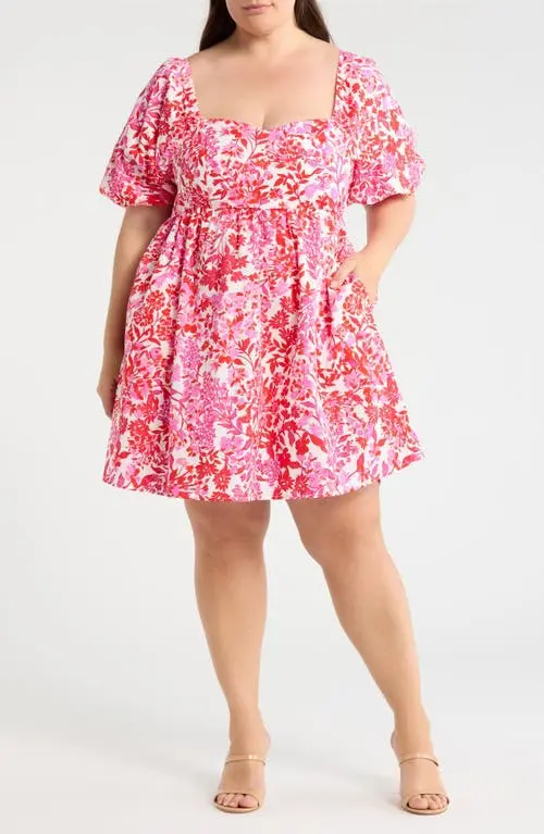 SUGARLIPS Floral Smocked Mini Dress