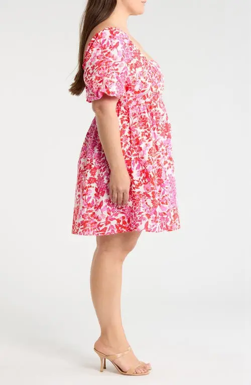 SUGARLIPS Floral Smocked Mini Dress