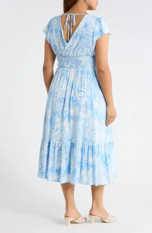 SUGARLIPS Seraphina Floral Maye Smocked Midi Dress