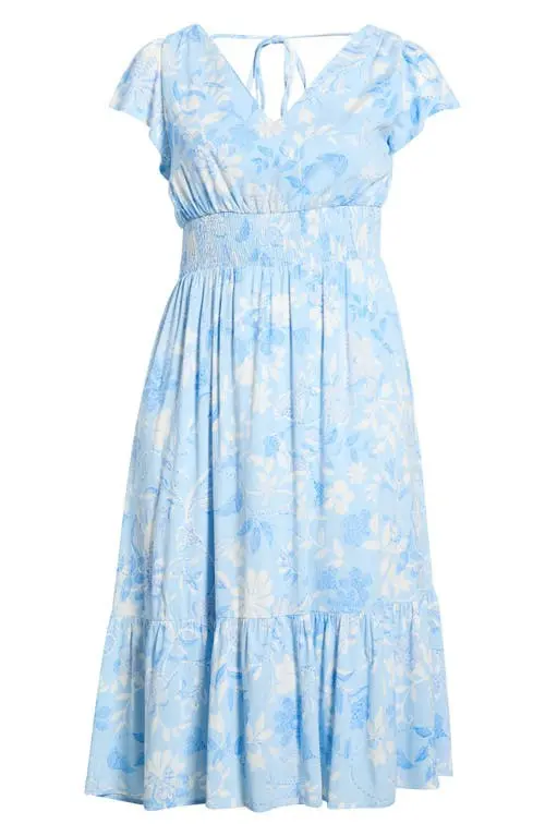 SUGARLIPS Seraphina Floral Maye Smocked Midi Dress
