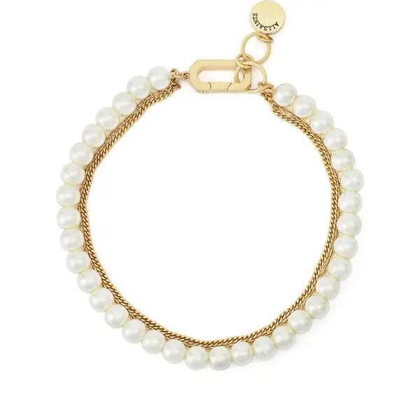 ALLSAINTS Faux Pearl & Chain Bracelet - Pearl/vintage Gold