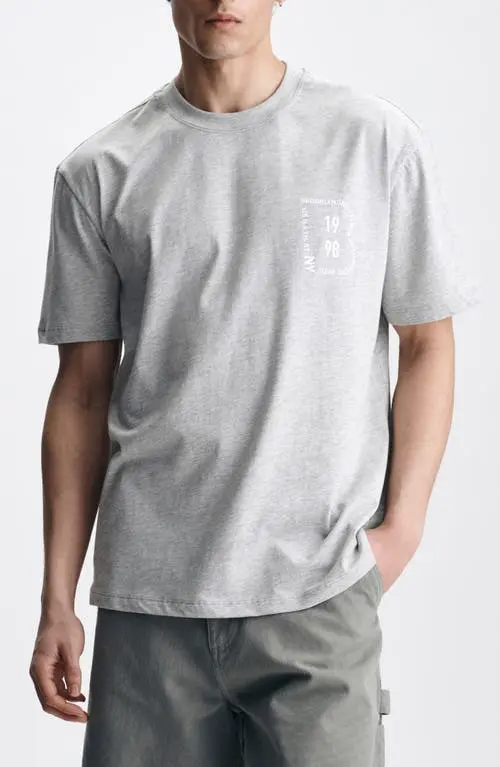 Brooklyn Industries Heathered Cotton Logo Graphic T-shirt - Light Grey Melange