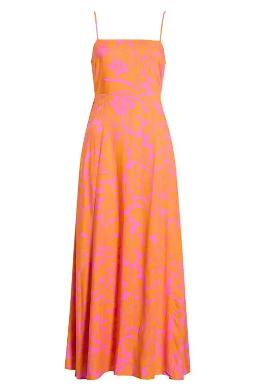 orange fuchsia floral maxi dress KACI FLORAL SMOCKED MAXI DRESS-FUCHSIA/ORANGE  The Gatorbug