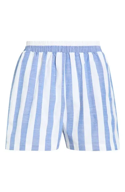 SUGARLIPS Striped Smocked Shorts - Blue White