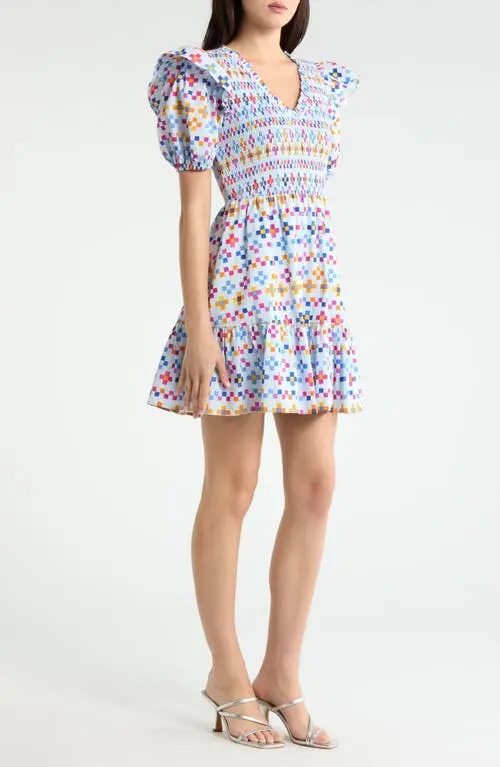 SUGARLIPS Kessa Geo Smocked Mini Dress