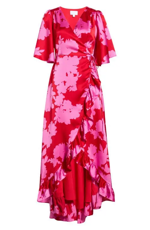 SUGARLIPS Burning Love Abelia High Low Maxi Dress - Cherry-pink