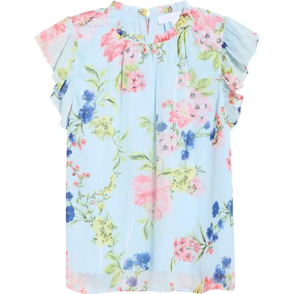 SUGARLIPS Missa Floral Veda Cap Sleeve Top - Blue-pink