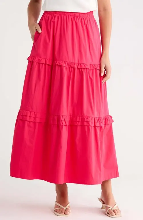 SUGARLIPS Isabel Ruffle Maxi Skirt - Fuchsia