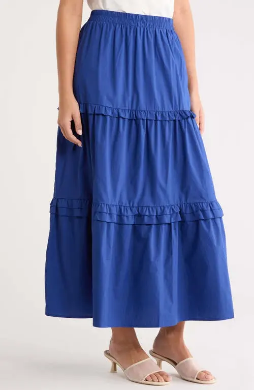 SUGARLIPS Isabel Ruffle Maxi Skirt - Navy
