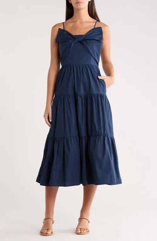 SUGARLIPS Love Letter Poplin Midi Dress - Navy
