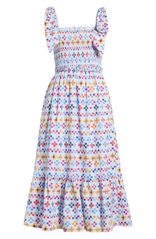 SUGARLIPS Kessa Mitzy Geo Smocked Midi Dress