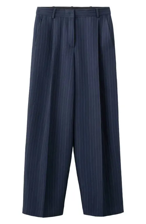 Mango Pinstripe Suit Trousers - Navy