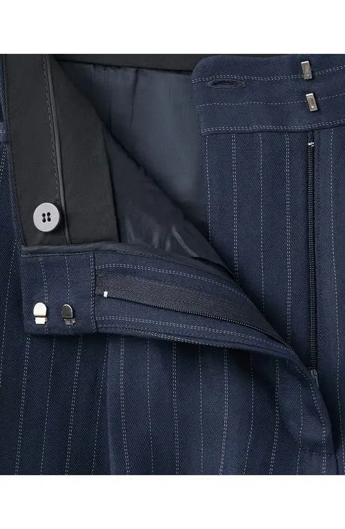 Mango Pinstripe Suit Trousers - Navy