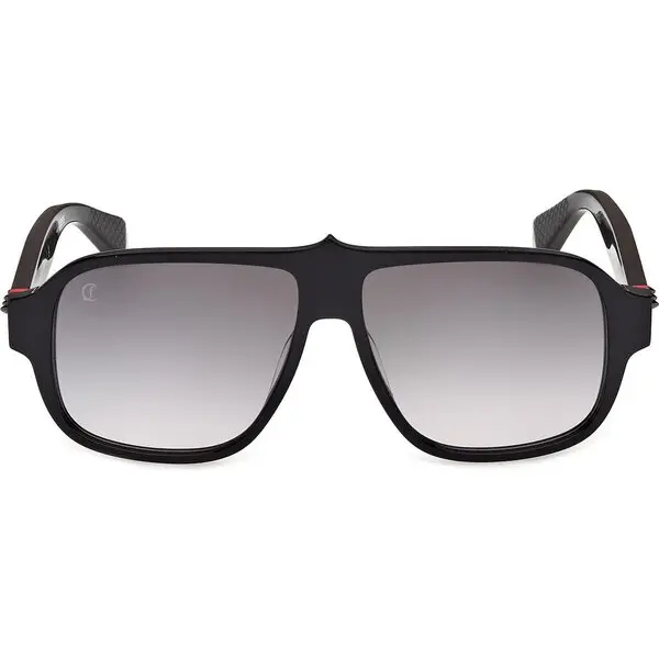 CHRISTIAN LOUBOUTIN 59mm Navigator Sunglasses - Black/gunmetal/bilayer Black