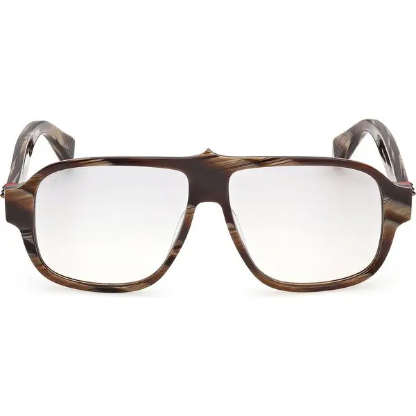 CHRISTIAN LOUBOUTIN 59mm Navigator Sunglasses - Brown Horn Effect/bronze
