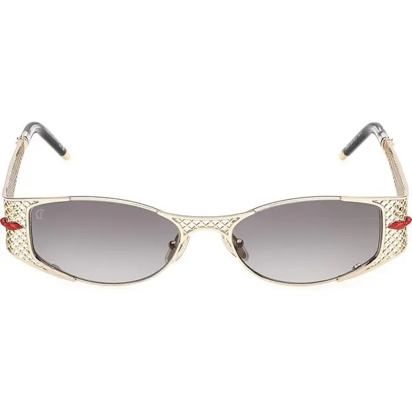 CHRISTIAN LOUBOUTIN 55mm Gradient Oval Sunglasses - Gold/crystal Black/zeiss