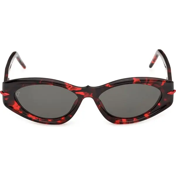 CHRISTIAN LOUBOUTIN 55mm Cat Eye Sunglasses - Red Havana/gold/zeiss