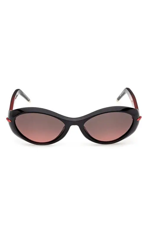 CHRISTIAN LOUBOUTIN 55mm Oval Sunglasses - Black/bilayer Black/red